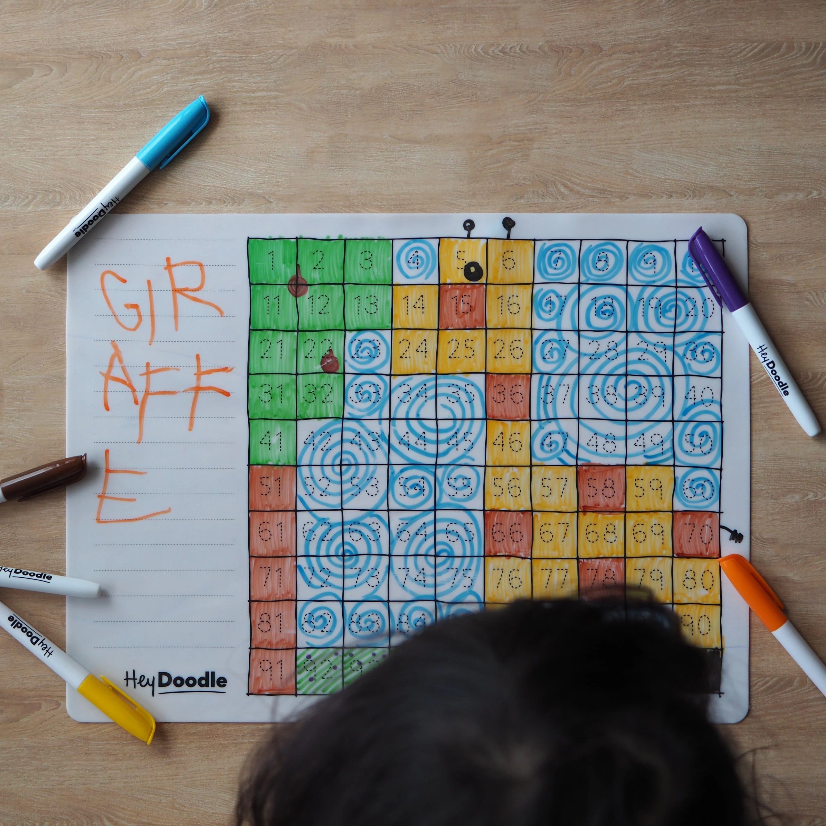Hey Doodle - 100 Squares Reusable Coloring Mat | Nesk Kids